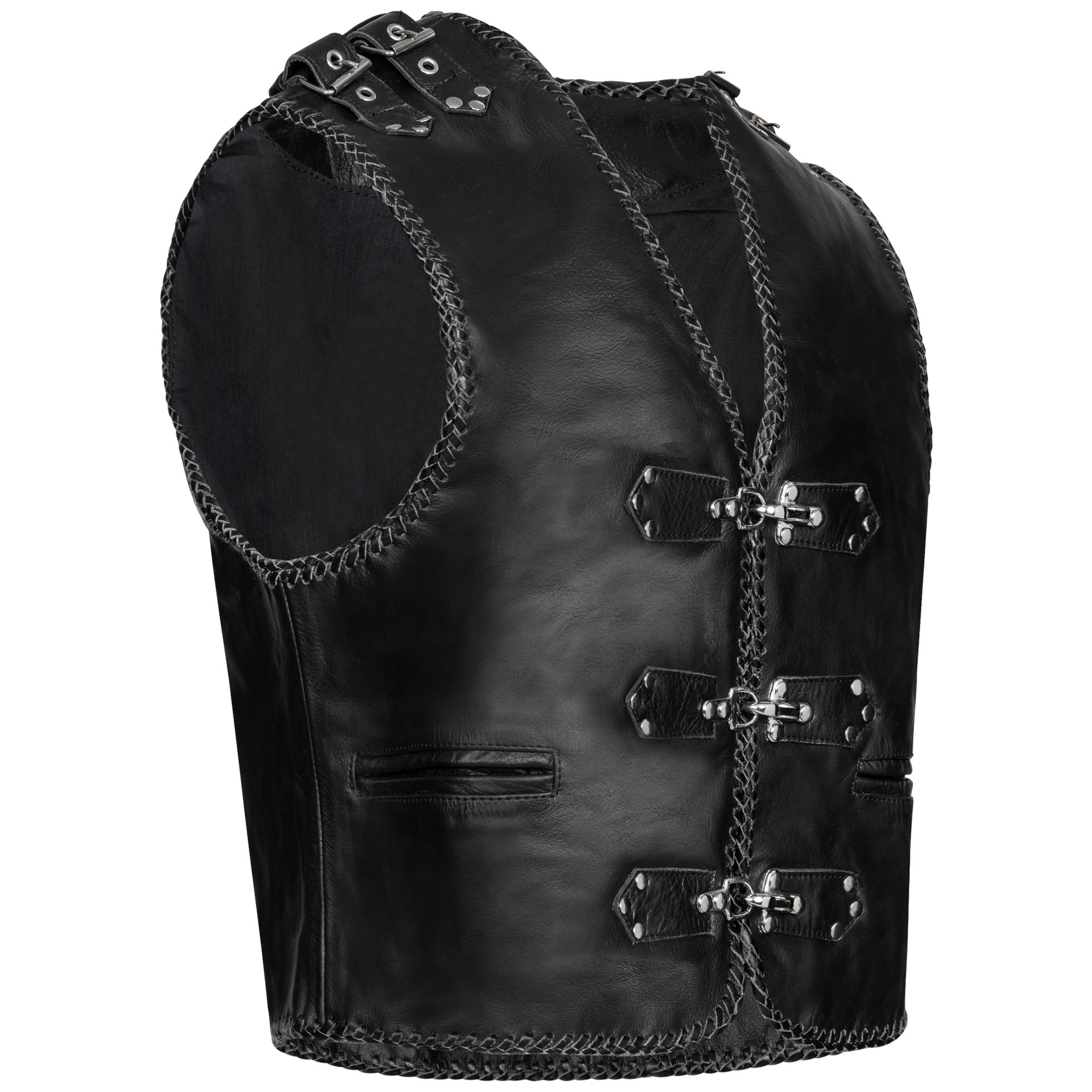 PAULGOS Lederweste Biker Kutte Clubweste Chopper Weste 100% Echtleder ...